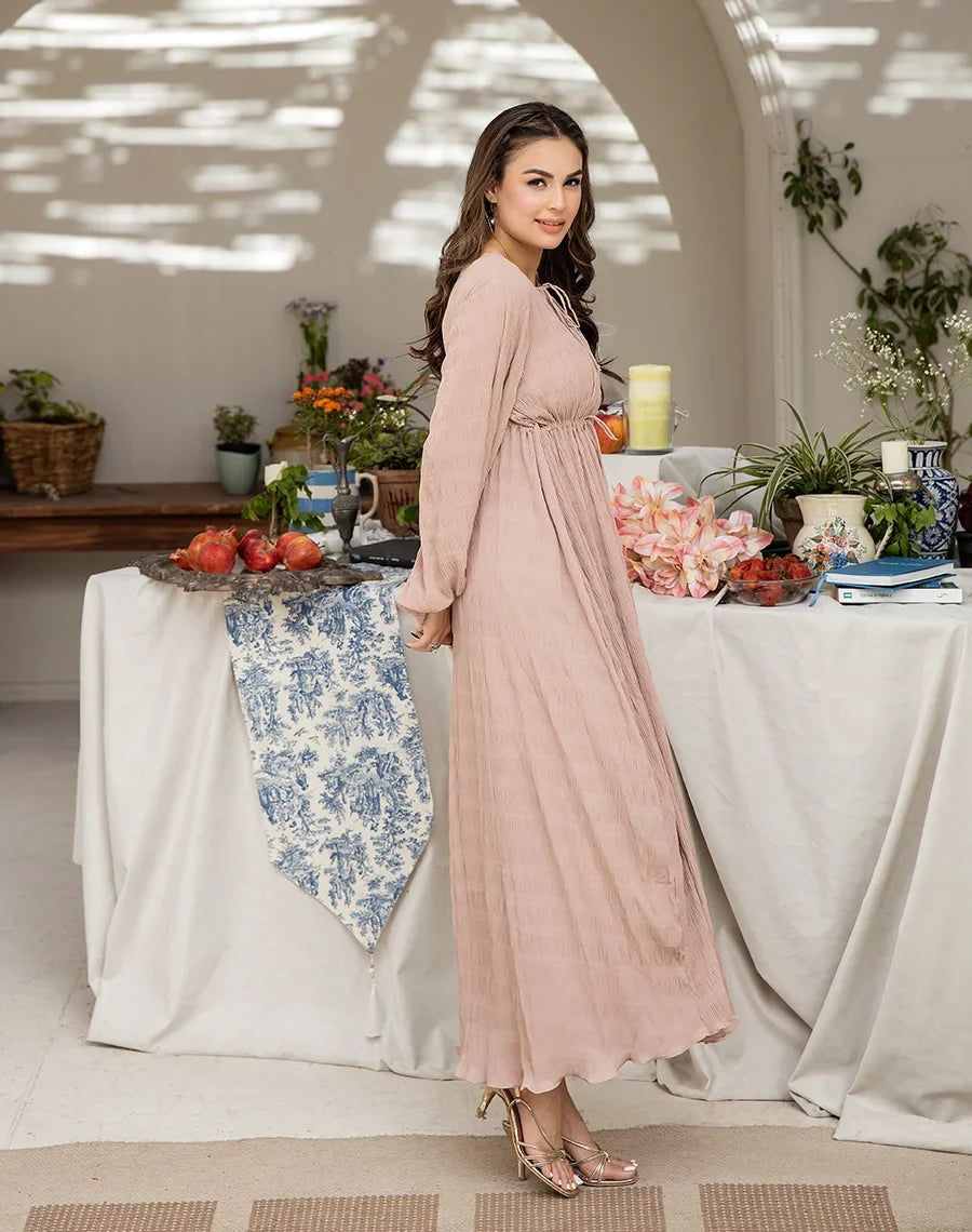 Pastel Mirage- Long Sleeve Chiffon Dress – Apricocia